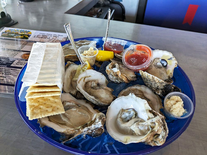 Oysters on the half shell&mdash;nature's perfect appetizer. Each one a tiny ocean story, best enjoyed with minimal interference and maximum appreciation.