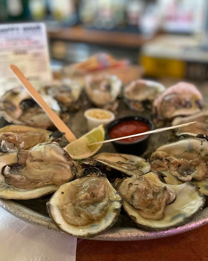 Fresh oysters arranged like jewels on ice, waiting for just a squeeze of lime and maybe a tiny prayer of thanks to Neptune.