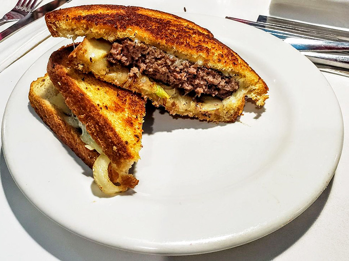 This patty melt is what would happen if a cheeseburger and grilled cheese had a beautiful baby. Caramelized onion perfection.
