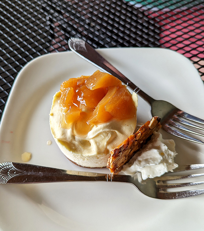 Peach cobbler that makes you wonder if Georgia peaches secretly vacation in Pennsylvania when they want the royal treatment.