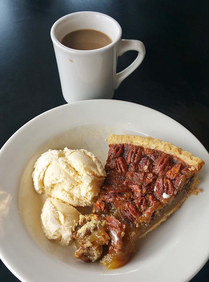 Pie for breakfast? Absolutely. This pecan masterpiece with melting ice cream proves dessert isn't just a meal category—it's a philosophy.