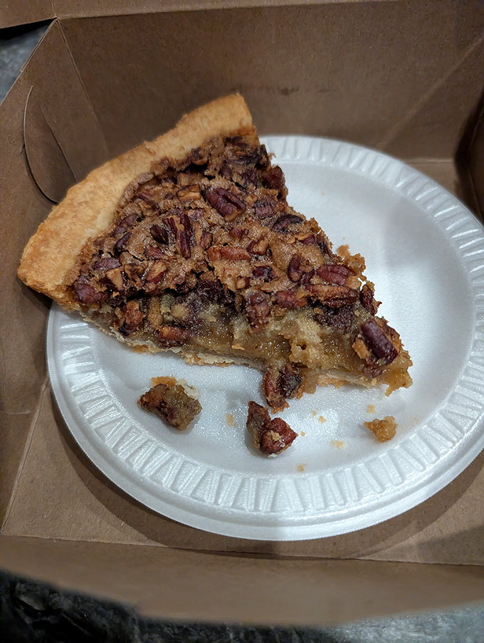 This isn't just pecan pie; it's a sweet, gooey masterpiece where pecans gather for what might be the most delicious party in Ohio.