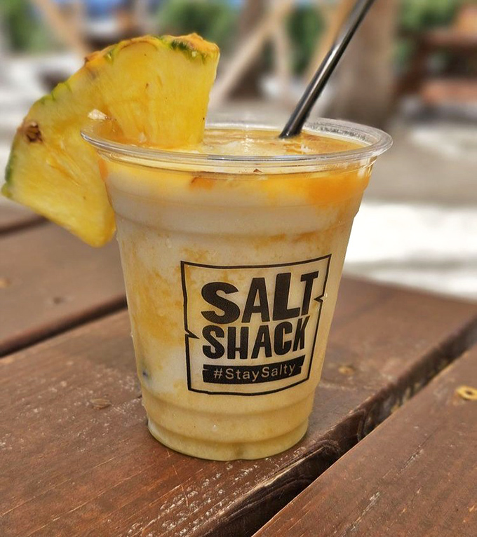 Tropical vacation in a cup with that #StaySalty attitude. This pineapple shake isn't just refreshing—it's what mermaids would sip if they had access to blenders.