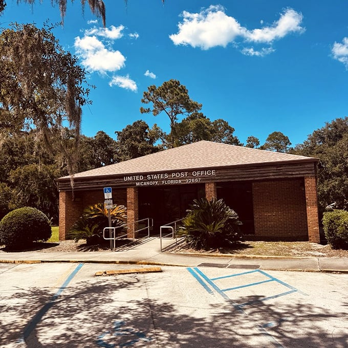Even the post office in Micanopy has character&mdash;a humble brick building where mail moves at the same unhurried pace as the town itself.