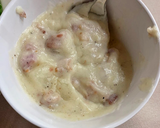 This isn't just potato soup; it's a warm hug in a bowl, with chunks of potato and ham playing hide-and-seek in creamy goodness.