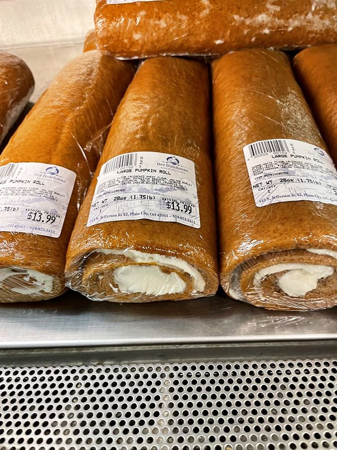 Pumpkin rolls lined up like the world's most delicious army. Fall flavors wrapped around cream cheese filling&mdash;like autumn giving you a delicious hug.