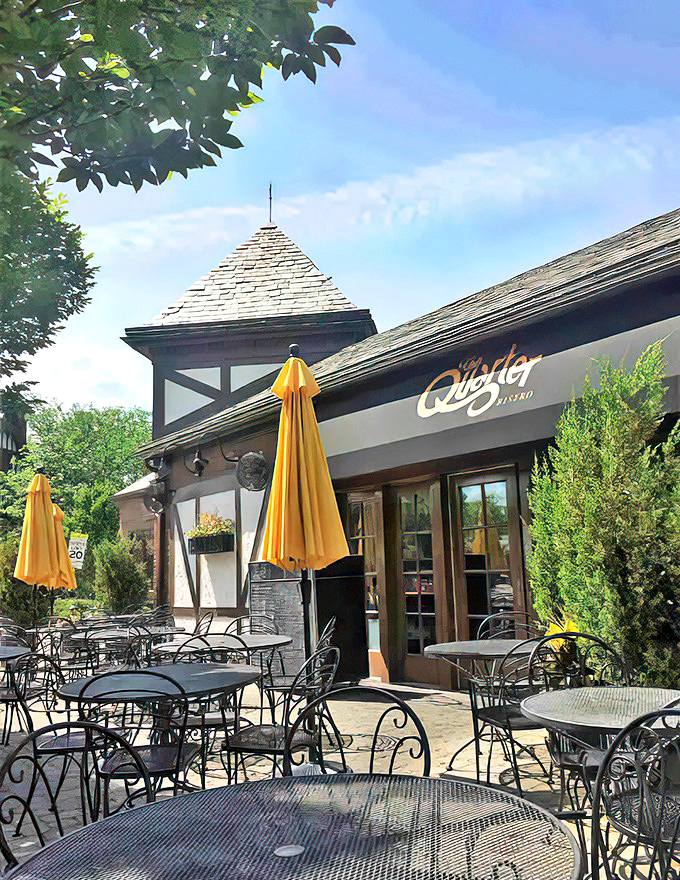 Quarter Bistro's outdoor seating invites you to linger over lunch while soaking up both sunshine and village ambiance.