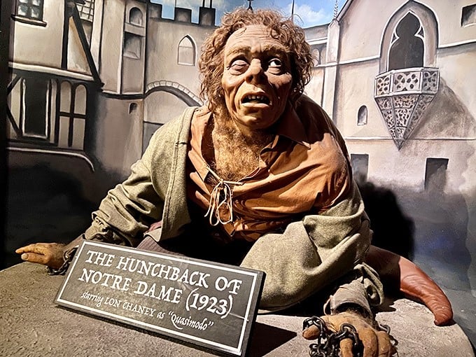 Quasimodo hunches forward with impressive detail, looking like he just spotted the last breakfast taco in Notre Dame.