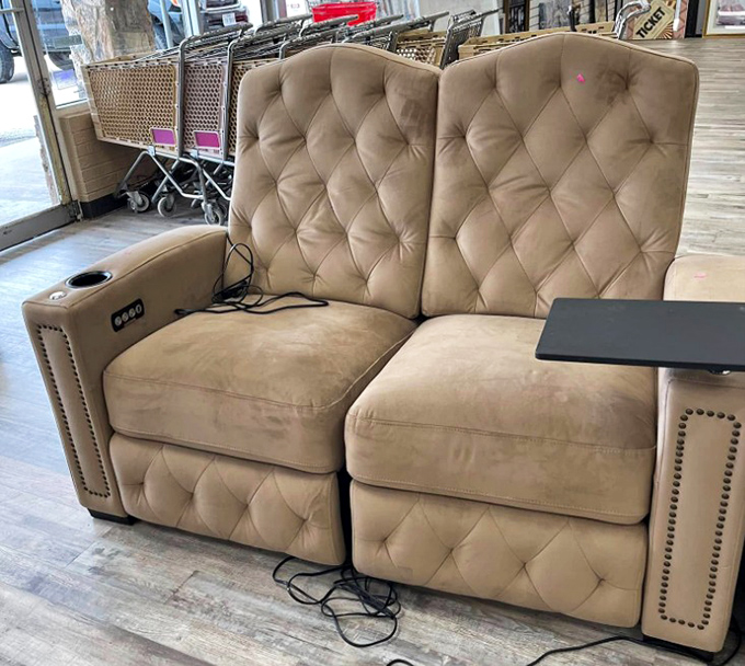 This isn't just a recliner&mdash;it's a throne awaiting its next monarch. Complete with cup holders for your beverage of choice.