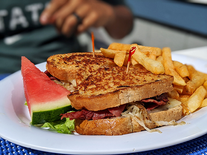 The Reuben here could make a New York deli owner weep tears of pure, sauerkraut-scented joy.