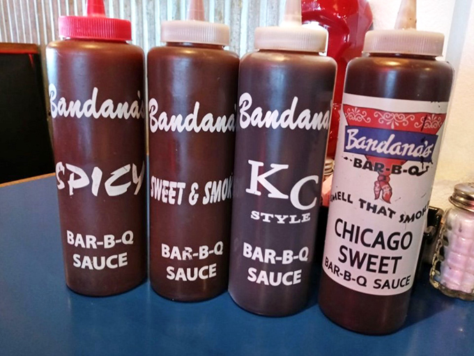 The sauce lineup reads like a barbecue geography lesson &ndash; Spicy, Sweet & Smoky, KC Style, and Chicago Sweet &ndash; each bottle a different passport to flavor country.