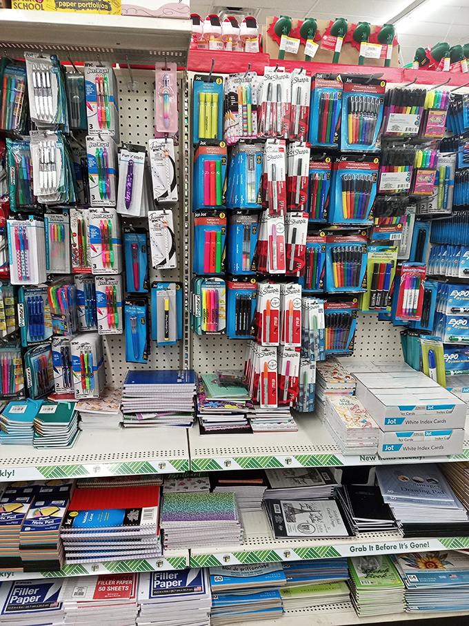 Pen paradise! The stationery aisle stands ready to arm students and office warriors with weapons of mass instruction.