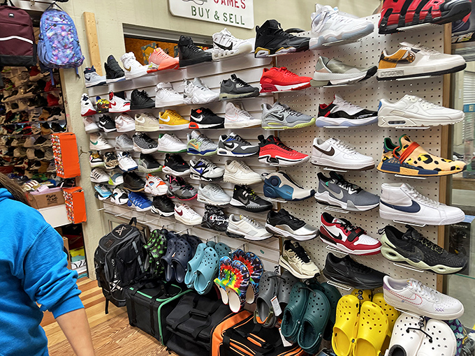 Sneakerheads, rejoice! This wall of footwear proves that one person's "I'm over these" becomes another's "I've been searching everywhere for these!"
