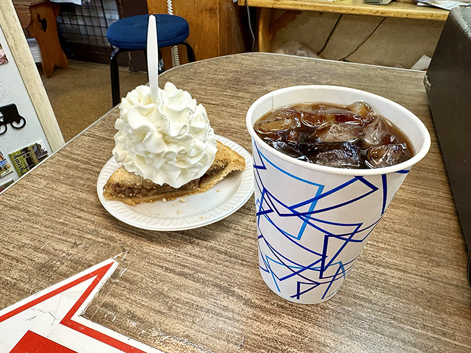 The perfect pairing: a slice of shoo-fly pie with a cold root beer. Some relationships are just meant to be.