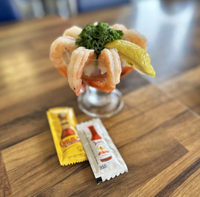 Shrimp cocktail presented with the elegance of a seaside soir&eacute;e, minus the pretense.