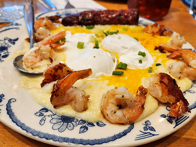 Shrimp and grits that transport your taste buds straight to Southern comfort food heaven instantly.