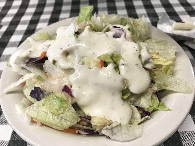 A simple side salad with ranch dressing &ndash; because Southerners know even lettuce tastes better when it's swimming in creamy goodness.