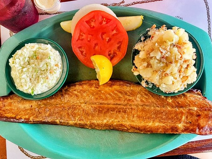 Smoked mackerel with that signature red oak flavor sits alongside the legendary German potato salad and coleslaw &ndash; a trio that defines Old Florida dining.