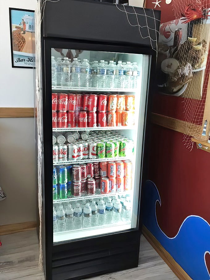 Even the drink selection stays on theme&mdash;this cooler is stocked and ready for the thirsty seafood enthusiasts who know a cold soda cuts through richness perfectly.