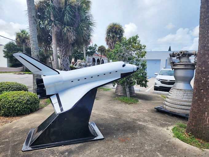 Parked between palm trees instead of stars, this shuttle model reminds visitors that Florida isn't just beaches and theme parks&mdash;it's America's gateway to space.