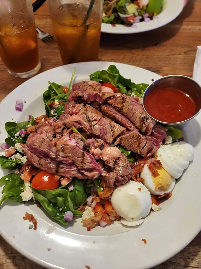 A steak salad that solves the eternal dilemma: "I should eat healthy, but I also want something substantial." The answer is always medium-rare.