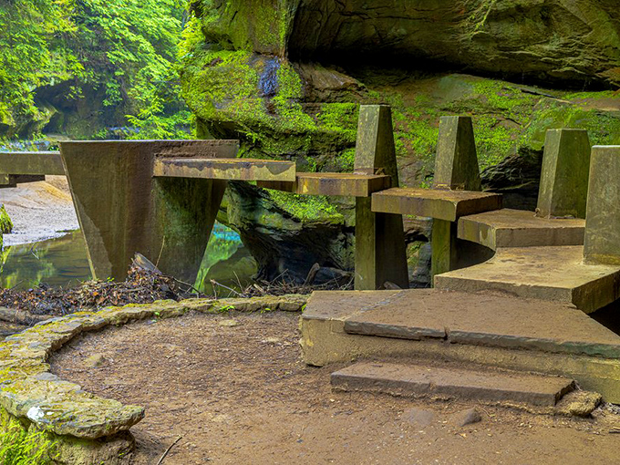 These stone steps look like they were built by woodland elves. Follow them to discover what magical scene awaits around the corner.