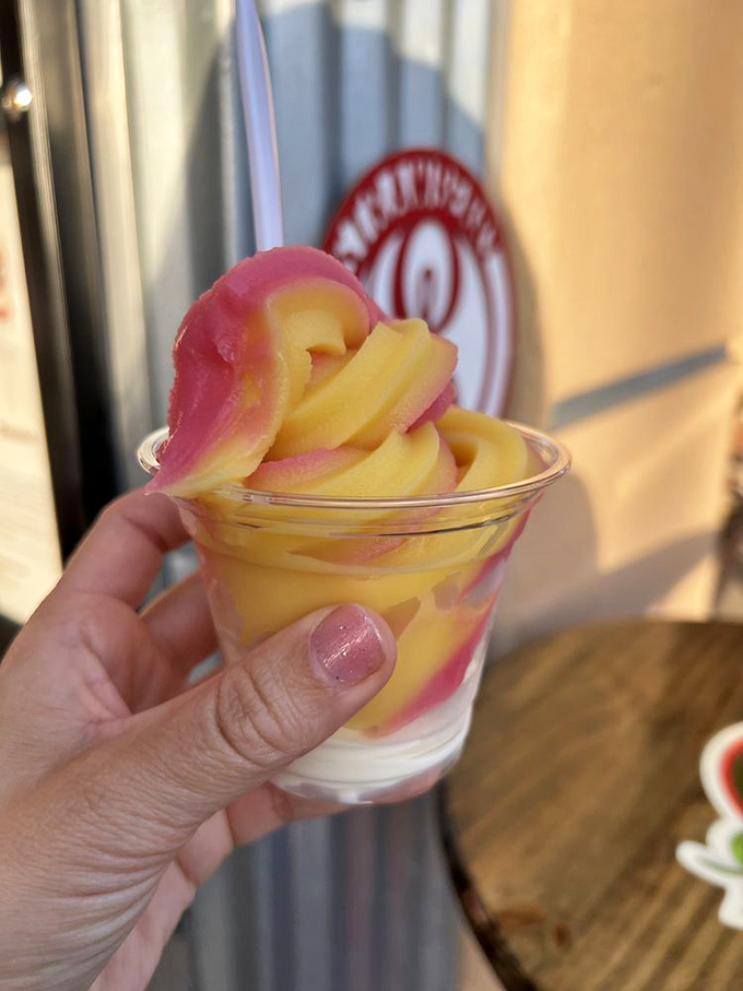 When strawberry meets pineapple in frozen form, it's like a tropical vacation decided to visit California for the weekend.