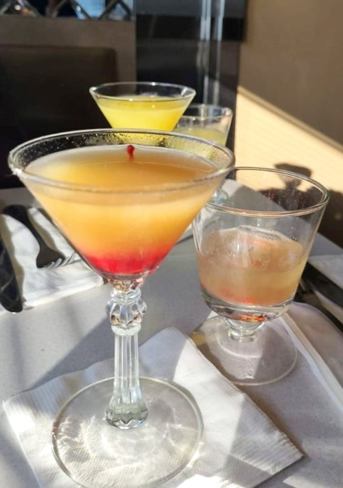 Sunset-hued martinis that say "vacation" even on a Tuesday afternoon. Remember when cocktails were festive instead of scientific experiments?