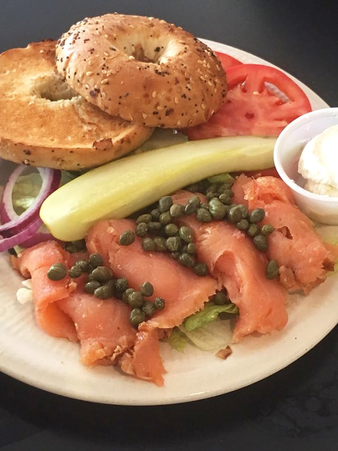 Nova platter perfection on a plate. Silky smoked salmon, capers, and a proper bagel&mdash;the breakfast equivalent of finding front-row concert tickets in your coat pocket.