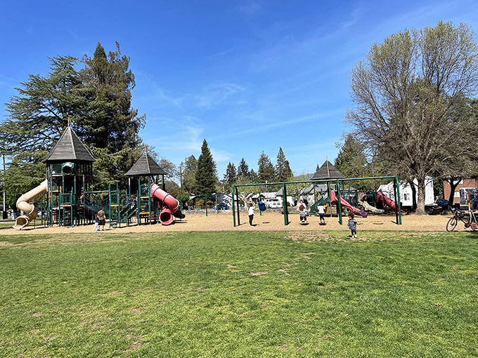 Todd Grove Park offers the perfect respite between antiquing adventures, where playgrounds and green spaces invite families to stretch their legs.