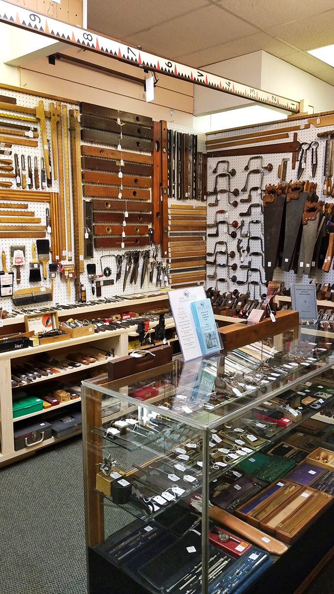 Tool time extraordinaire! This meticulously organized collection of vintage implements would make your grandfather nod with appreciation and your father reach for his wallet.