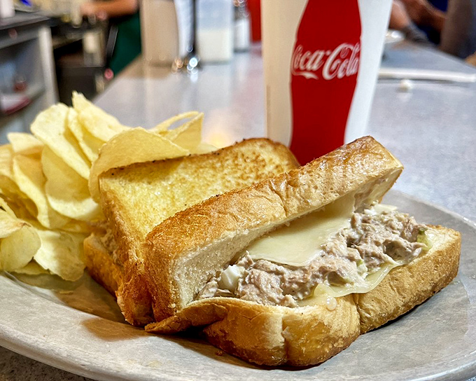 The humble tuna melt, elevated to art form. That perfectly golden toast supporting a generous helping of tuna salad is what sandwich dreams are made of.