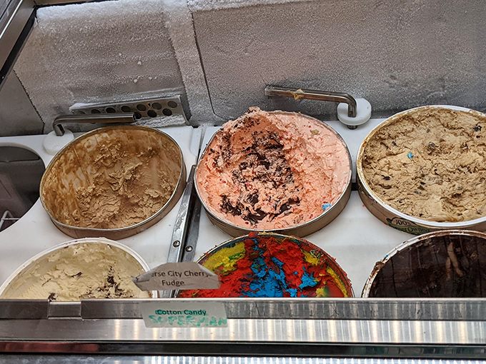 Ice cream flavors lined up like contestants in a delicious beauty pageant, each one vying for your affection.