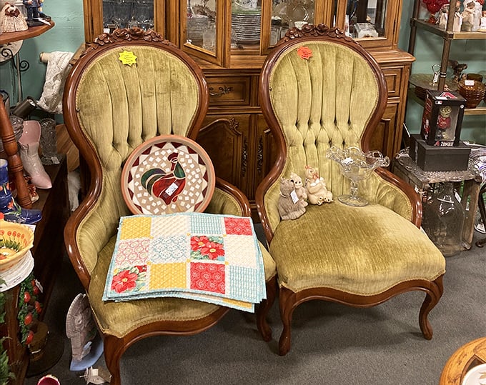 Victorian chairs that whisper, "Yes, we're uncomfortable, but look how distinguished you'll appear while shifting awkwardly during tea time."