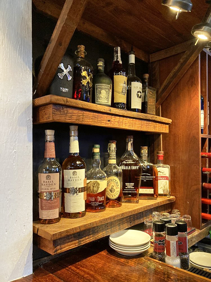 The whiskey selection that says, "We might be a seafood place, but we respect your need for something amber after a day at the beach."