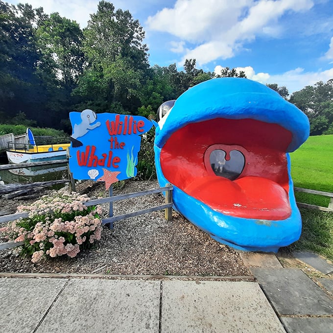 Willie the Whale welcomes visitors with a grin that would make Jonah nervous. Ocean fantasies in the heart of Maryland!