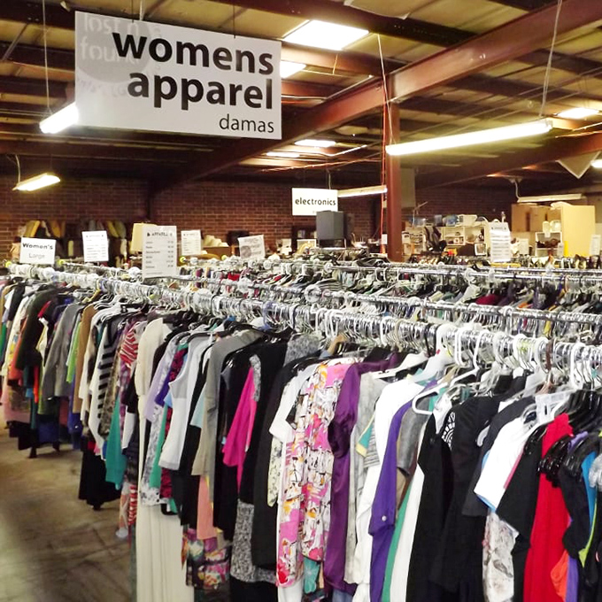 Women's apparel stretches as far as the eye can see&mdash;a fabric forest where vintage treasures and barely-worn bargains hang side by side.