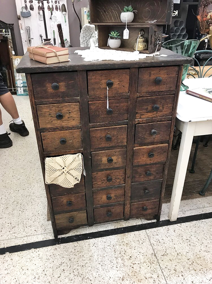 This multi-drawer apothecary cabinet has enough compartments to organize your life&mdash;or at least hide evidence of your chocolate addiction.
