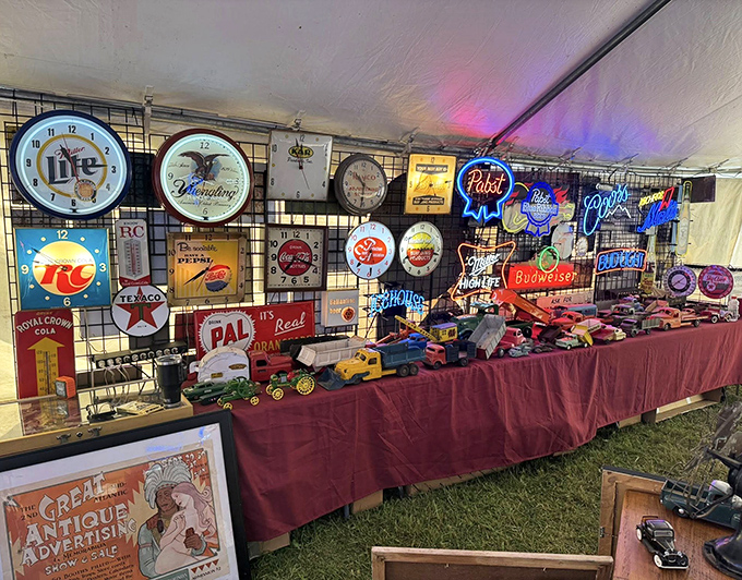 Neon signs and vintage clocks&mdash;the ultimate man cave starter kit. Time literally stands still in this corner of collectible Americana.