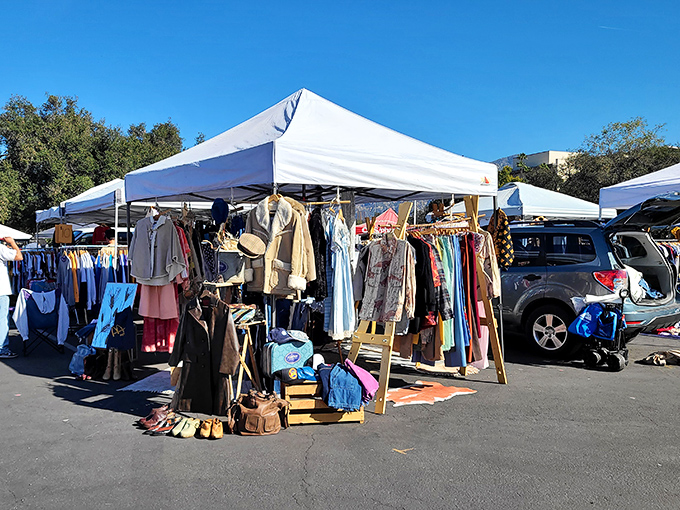 Fashion archaeology at its finest. This carefully curated tent offers vintage clothing treasures that beat anything you'll find at the mall.