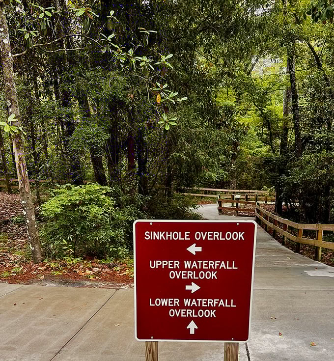 Choose your own adventure &ndash; this helpful signpost ensures you won't miss any of the park's three distinct waterfall viewing experiences.