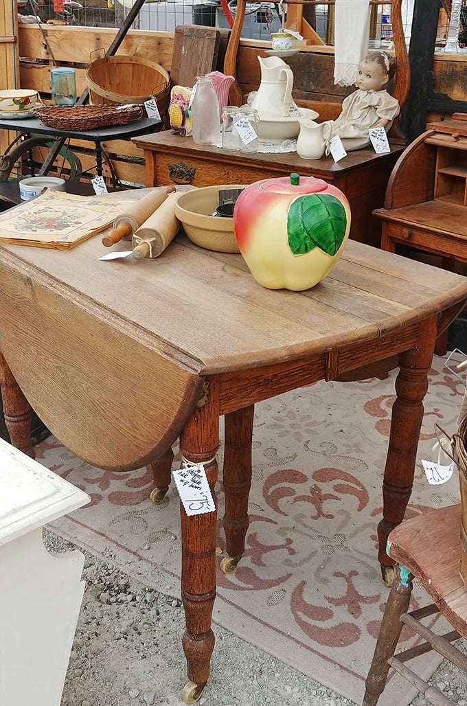 That drop-leaf table has witnessed more family dinners than Thanksgiving at Norman Rockwell's house. Quality craftsmanship never goes out of style.