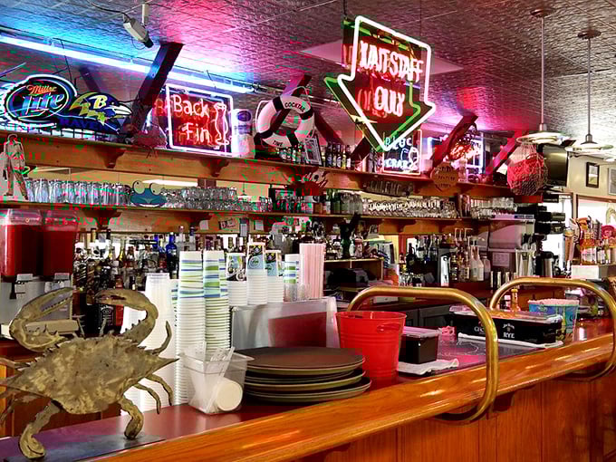 The bar where locals gather to debate important matters like Orioles prospects and whose grandmother makes the best crab soup.