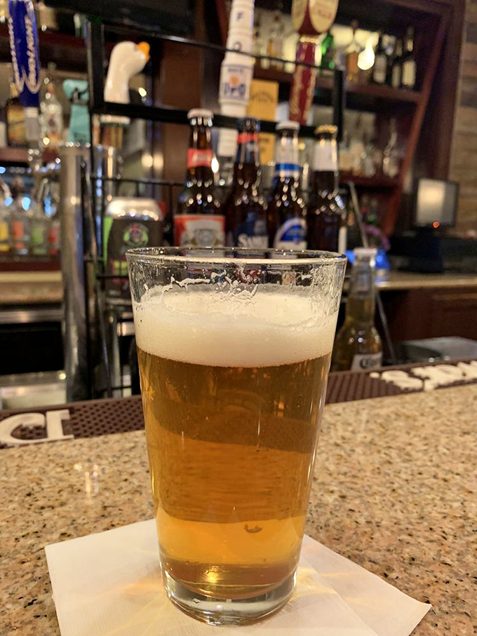 Cold beer in a proper glass with just the right amount of foam. Sometimes the simplest pleasures are the most satisfying.