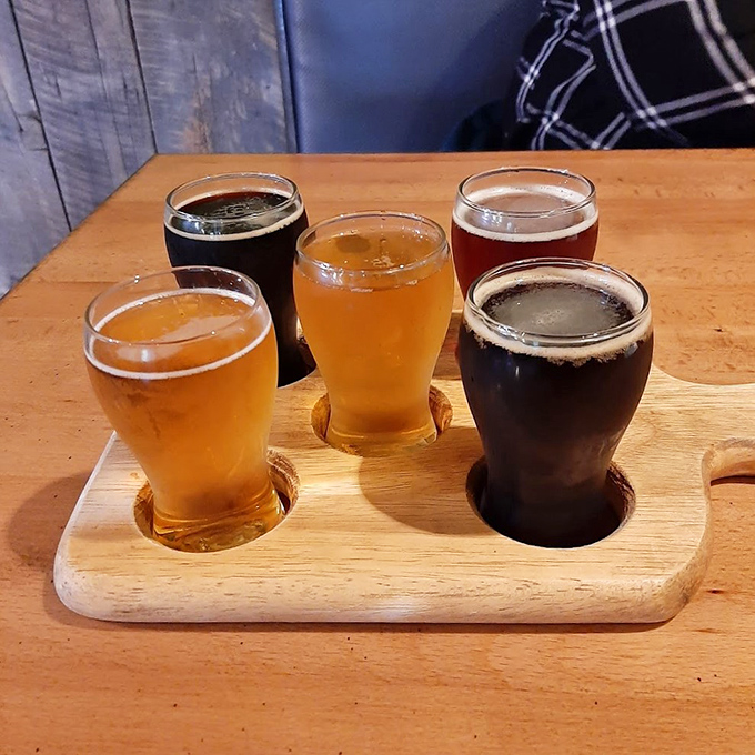 A flight of liquid amber happiness awaits the decisive and indecisive alike. Each glass tells a different hoppy tale&mdash;why pick just one?