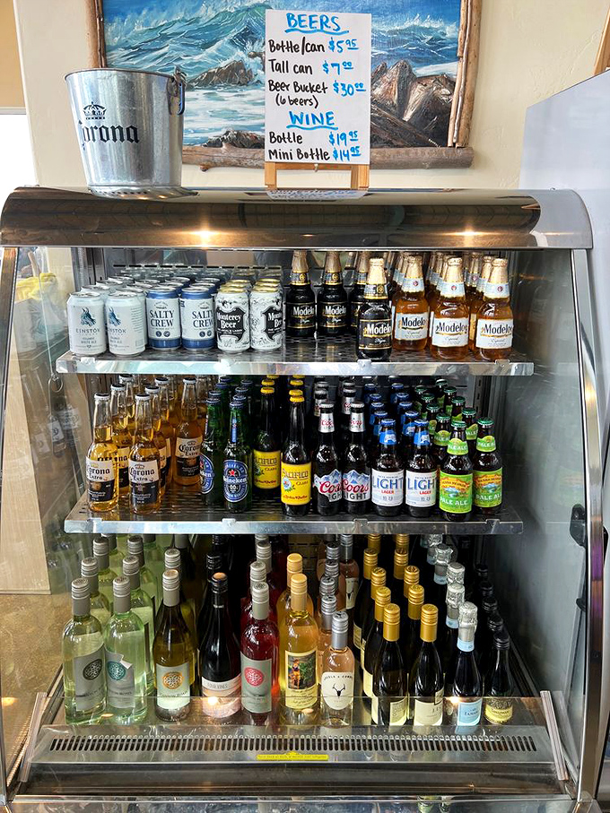 The beer and wine selection proves that Sea Harvest understands a fundamental truth: great seafood deserves worthy liquid companions.