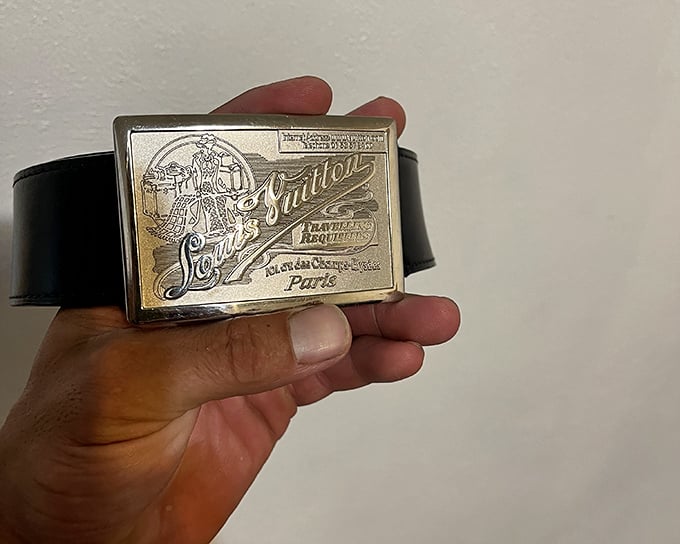 This Louis Vuitton belt isn't just an accessory; it's the punctuation mark that turns an ordinary outfit into a statement.