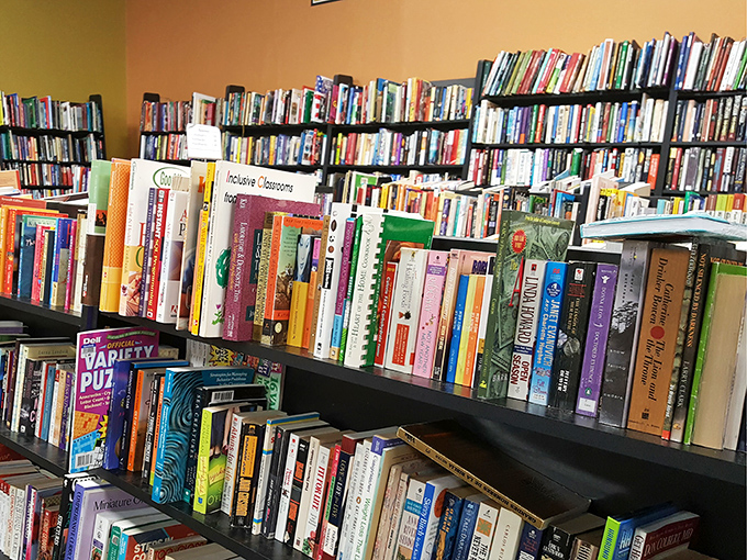 The book section: where cookbooks from the '70s sit beside last year's bestsellers, and literary treasures hide in plain sight.