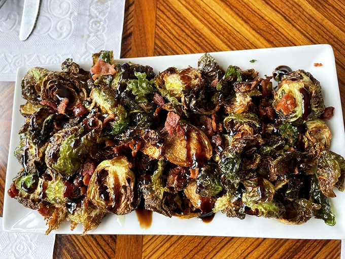 Brussels sprouts with bacon&mdash;the vegetable even vegetable-haters can't resist. Crispy, savory, and absolutely worth the drive to Fishing Creek.