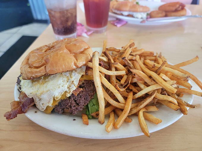 This burger and fries combo isn't just lunch&mdash;it's edible therapy that makes you wonder why anyone would ever eat a salad voluntarily.